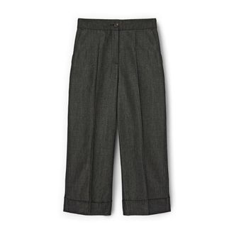 Motivi Cropped Ramie Blend Hosen - - Trousers - Damen - Grau - S