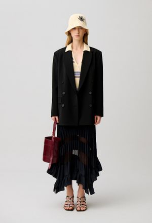 Claudie Pierlot Jupe midi pliss&eacute;e et asym&eacute;trique