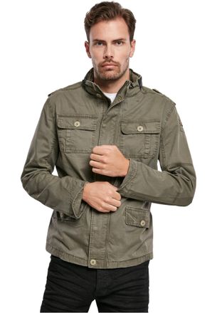 Brandit Jacket - Stylische Jacke f&uuml;r Herren mit versteckter Kapuze, Stehkragen und Baumwollfutter, Oliv,5XL Gro&szlig;e Gr&ouml;&szlig;en