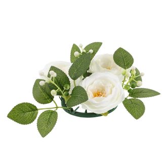 Angoily Kleiner Kerzenkranz mit K&uuml;nstlichen Camellia Bl&uuml;ten Tischkranz aus Langlebigem Material Dekoration f&uuml;r Hochzeiten und Partys