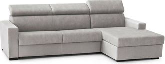 Dmora Schlafsofa Daasen, Ecksofa, 100% Made in Italy, Sofa mit Dreh&ouml;ffnung, mit rechter Containerhalbinsel, mit schmalen Armlehnen, Cm 260x95h85, Grau