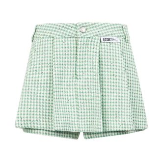 GCDS Tweed Falten-Minirock - - Shorts - Damen - Gr&uuml;n - XL