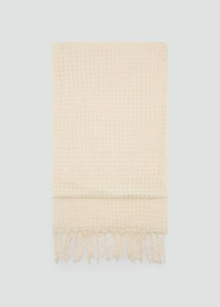 Mango Foulard coton franges &eacute;cru - Femme - Taille unique - MANGO