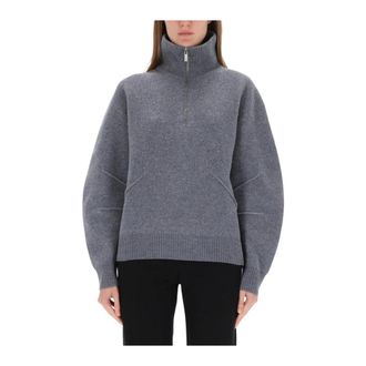 Helmut Lang Half-Zip Mock Neck Pullover - - Sweatshirts & Hoodies - Damen - Grau - L