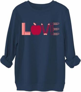 Generic Sweat &agrave; capuche pour enseignantes, t-shirt &agrave; manches longues avec motif coeur, pull de Saint-Valentin, v&ecirc;tements sexy pour femme, Marine, XXL