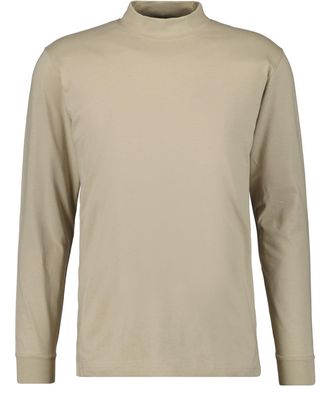Ragman Herren Stehkragenshirt Langarm Beige-Melange-081, 4XL