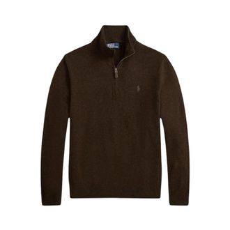 Polo Ralph Lauren Woll-Pullover mit Viertelrei&szlig;verschluss - - Knitwear - Herren - Braun - XL