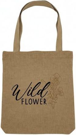 Fabulous Sac Shopping Tote Bag Aspect Lin - Wild Flower Plants Meadow Gardening Nature Boho - Sac de Courses Toile Epaisse 360g Beige Naturel Cabas Port&eacute; Epaul