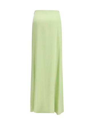 Kristina Ti Womens Classic Long Silk Skirt Apple Silk; Elastane