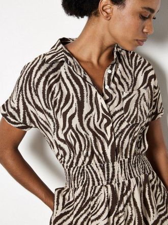 Apricot Midikleid Midikleid mit Zebradruck