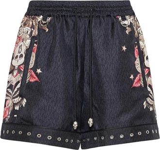 John Richmond Femme, Shorts, Noir, Taille: 42 FR Shorts Brod&eacute;s avec Ourlet Distinctif