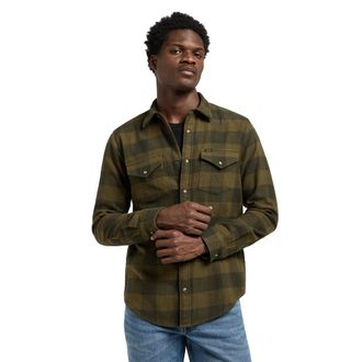 Lee Mens CLEAN Western Shirt, Army Green Buffalo Check, M