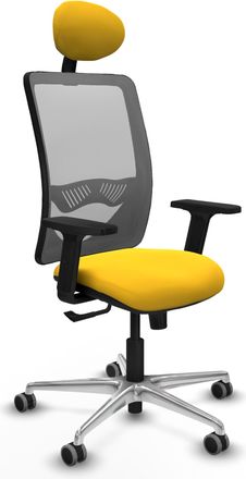 Piqueras y Crespo Zulema Arbeitsstuhl mit 2D-Armen, h&ouml;henverstellbarer Lendenwirbelst&uuml;tze und festem Kopfteil, ausgestattet mit 3 Positionen und Schneidschaum, Grau/Gel