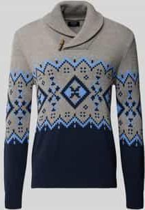 Mc Neal Slim Fit Strickpullover aus Baumwoll-Mix mit Troyer-Kragen
