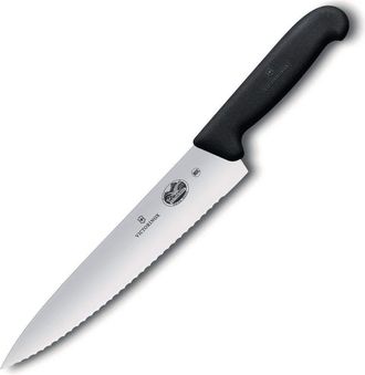 Victorinox by Swiss Army coltello da cucina per sfilettare con lama seghettata Fibrox, lunghezza: 25 cm, in acciaio inox, nero