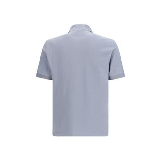 Brunello Cucinelli Mens Blue Cotton Polo Shirt