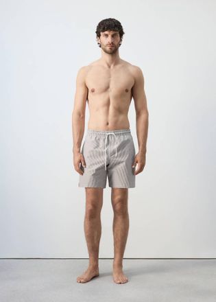 Mango Maillot de bain rayures seersucker kaki - Homme - XS - MANGO MAN