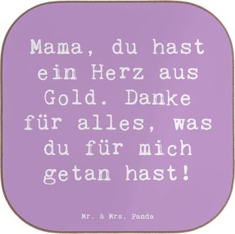 Mr. & Mrs. Panda Untersetzer Gl&auml;ser Spruch Mama Herz Gold - Geschenk, gl&auml;seruntersetzer, Freude, was du getan hast, aus, Dankbarkeit, kreativ, Tischuntersetzer, Danke 