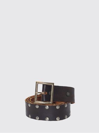 HTC Ceinture en cuir marron avec broderies et boucle classique