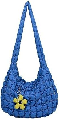 Generic Sac &agrave; bandouli&egrave;re matelass&eacute; pour femme, grand sac fourre-tout bouffant, sac &agrave; main rembourr&eacute; l&eacute;ger, sac &agrave; bandouli&egrave;re Hobo avec pendentifs, automne, h