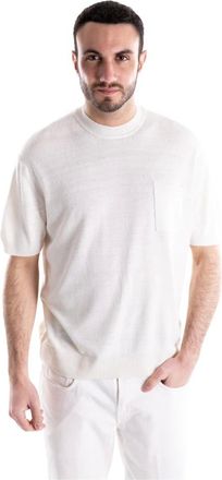 Paolo Pecora Homme, Pulls, Beige, Taille: 2XL T-shirt en soie &agrave; col rond