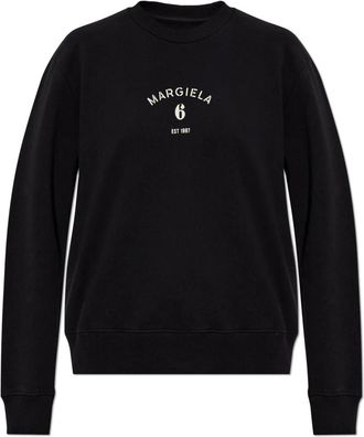 Maison Margiela Femme, Sweatshirts et sweats &agrave; capuche, Noir, Taille: 36 FR Logo Crewneck SweaT-shirt