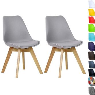 Woltu 2 x Esszimmerst&uuml;hle 2er Set Esszimmerstuhl Design Stuhl K&uuml;chenstuhl Holz, Grau - Woltu