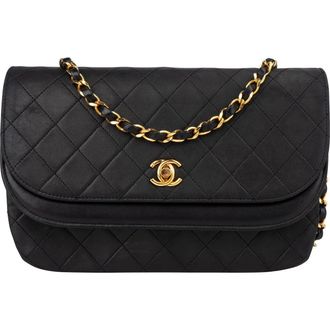 Chanel Crossbody Bags - Chanel Quilted Lambskin 24K Gold Halfmoon Double F - Gr. unisize - in Schwarz - f&uuml;r Damen