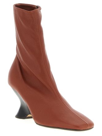 Dries Van Noten Womens Brown Calfskin Ankle Boots