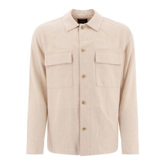Vince Fischgr&auml;t-Overshirt aus Baumwoll-Leinen-Mix - - Jackets - Herren - Beige - L