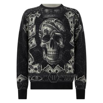 Philipp Plein Pull Col Rond Ls Skull - Homme - Pulls - Noir - Taille: XL