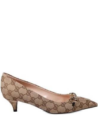 Gucci Hohe Schuhe - Beige Canvas Pointed-Toe Kitten Heels - Gr. 36,5 (EU) - in Beige - f&uuml;r Damen