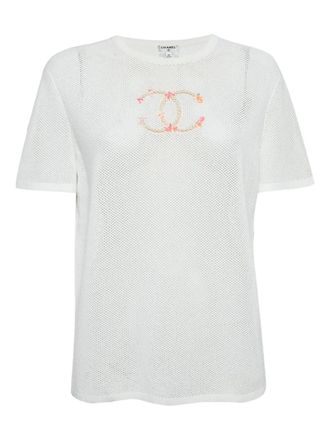 Chanel t-shirt &agrave; logo brod&eacute; - Blanc