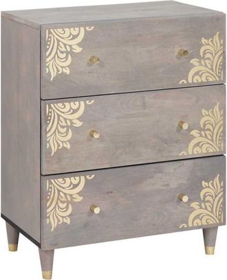 vidaXL Buffet Gris et or 60 x 33.5 x 75 cm Bois de manguier massif vidaXL