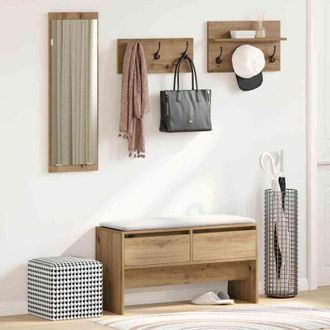 vidaXL Vidaxl - Ensemble de meubles dentr&eacute;e 4 pcs Ch&ecirc;ne noir 90 x 31 x 46.5 cm