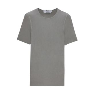 Msgm Kurzarm-Rippstrick-T-Shirt aus Viskose - - Tops - Damen - Grau - L