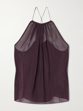 Veronica de Piante Greta Oberteil Aus Seidenchiffon Mit Raffungen - Lila