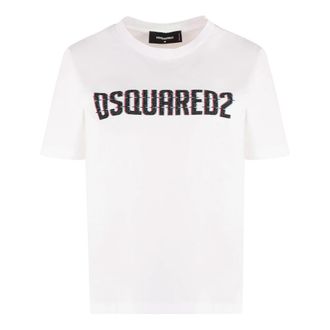 Dsquared2 Logo Baumwoll-T-Shirt - - Tops - Damen - Wei&szlig; - XS