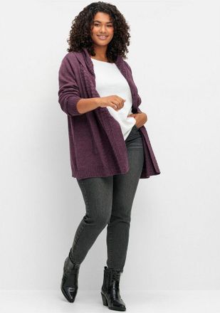 Sheego Strickjacke Cardigan Langarm mit Kapuze und Knopfverschluss