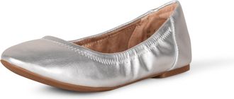 Amazon Essentials Damen Ballerinas Belice Zum Hineinschlüpfen, Silber, 44.5 EU Weit