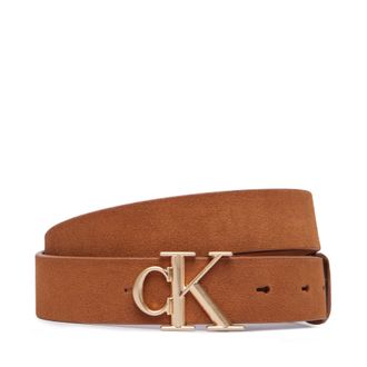 Calvin Klein Dameng&uuml;rtel Calvin Klein Round Ck Buckle Suede LV04F7144G Braun