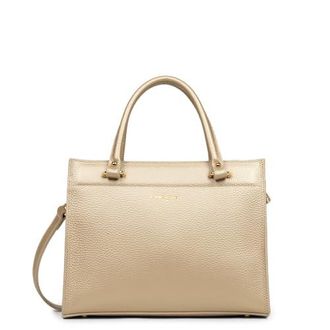 Lancaster | Foulonné Double - Sac à Main Cuir de Vachette Grainé Champagne - In - Nude