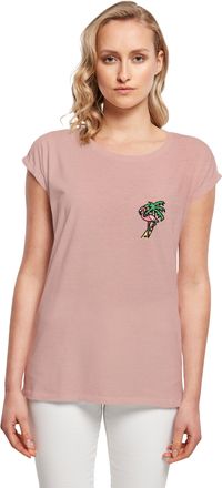 Mister Tee Weiblich Ohne Kragen T-Shirt, Rosa, L
