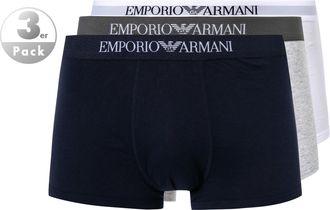 Emporio Armani Herren Trunks blau Reine Baumwolle unifarben