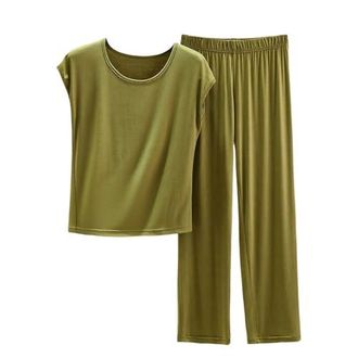 Generic Co Ord Ensembles 2 pi&egrave;ces pour femme - Tenue d&eacute;t&eacute; d&eacute;contract&eacute;e pour les voyages et les vacances - Pantalon court &agrave; manches courtes et jambes larges - 
