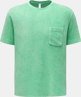 04651/ Herren - Frottee Rundhals-T-Shirt Terry Tee hellgrün