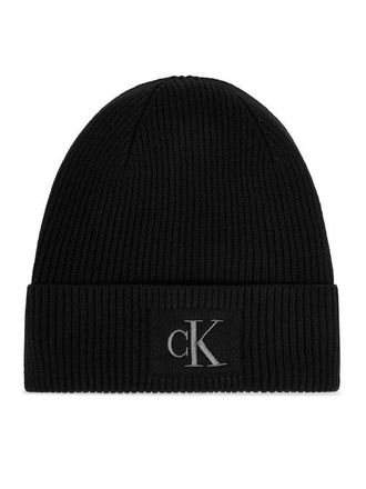 Calvin Klein Mütze Embroidered Rib Cotton Beanie LV04F8097G Schwarz
