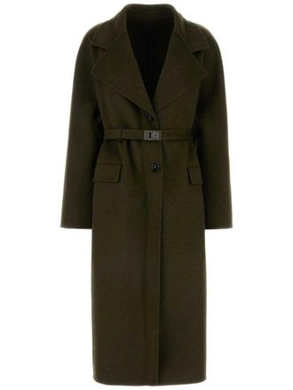 Ferragamo manteau Olive en laine mélangée - Vert