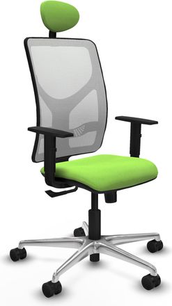 Piqueras y Crespo Basic-B&uuml;rostuhl mit 1D-Armlehnen, h&ouml;henverstellbarer Lendenwirbelst&uuml;tze und festem Kopfteil, ausgestattet mit 3 Positionen und Schneidschaum, Wei&szlig;/Pis