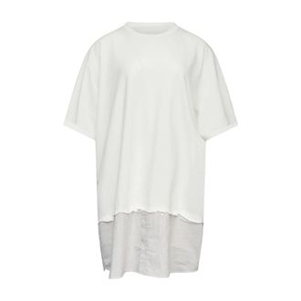 Maison Margiela Femme, Robes, Blanc, Taille: 40 FR Crewneck Panelled Dress
